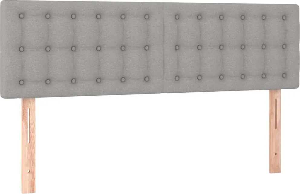 Čelo postele s LED světle šedé 144 x 5 x 78/88 cm textil 3122044
