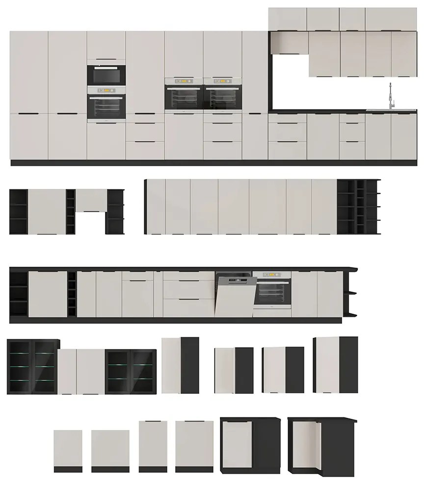 ARONA | vysoká skříňka 60 DKS-210 3S 1F potravinová | 60 cm | UNI dvířka | černá/kašmír