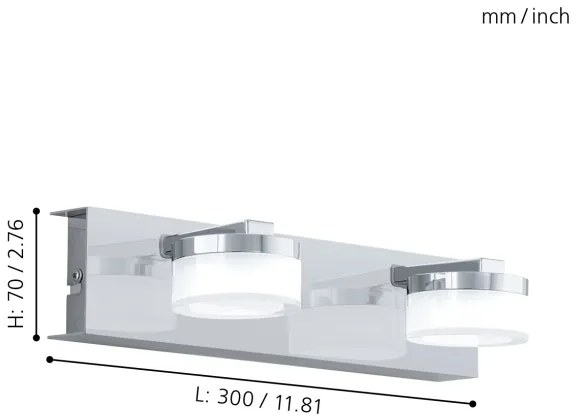 Eglo 96542-LED Stmívatelné koupelnové nástěnné svítidlo ROMENDO 2xLED/7,2W/ IP44