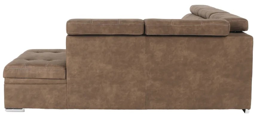 Kondela Sedací souprava, látka hnědá / světle fialová, pravá, LANZA