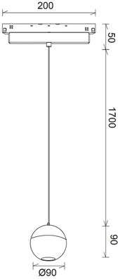 Mantra Magneto 48V Kilda, černozlatý závěs LED 10W 3000K 110°, on/off, průměr 9cm