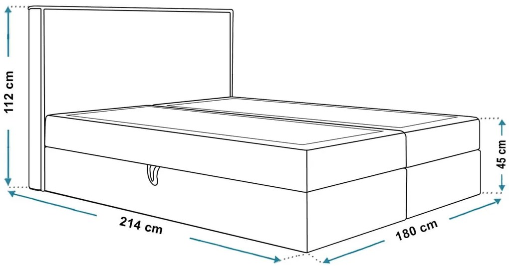 Čalouněná postel boxspring Christo 180x200 cm Barva: Modrá - Kronos 09