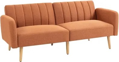 HOMCOM pohovka pro 2 osoby, skandinávský design, opěradlo nastavitelná ve 3 polohách, dřevěné nohy, látka s lněným vzhledem, hnědá
