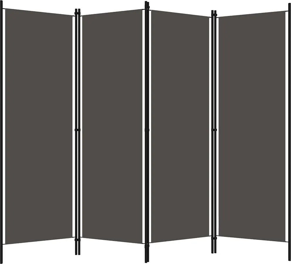 4dílný paraván antracitový 200 x 180 cm 320721