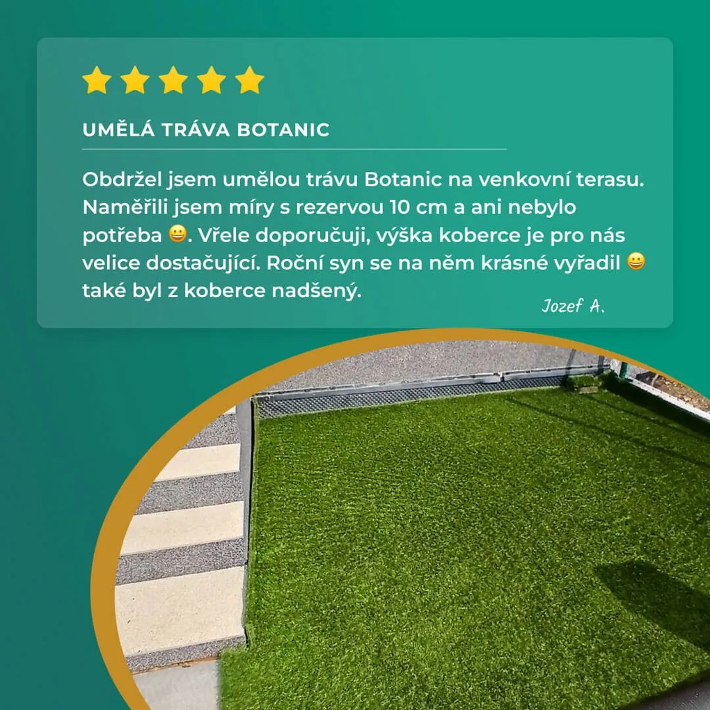 Europe Grass, Umělá tráva Botanic, vyříznout kruh, šíře 4m, zelená