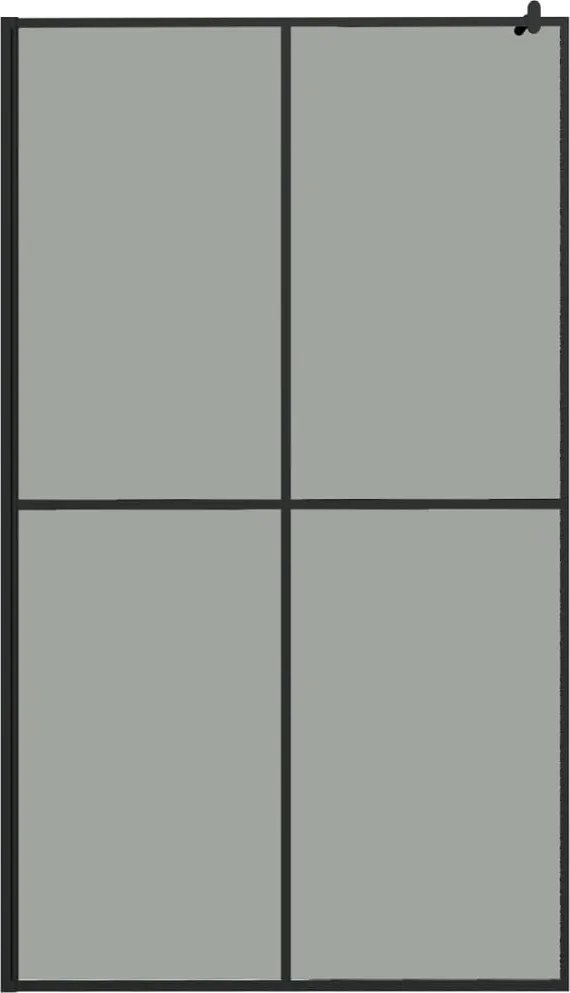 Zástěna do průchozí sprchy s policí černá 118x190 cm ESG/hliník 3185490