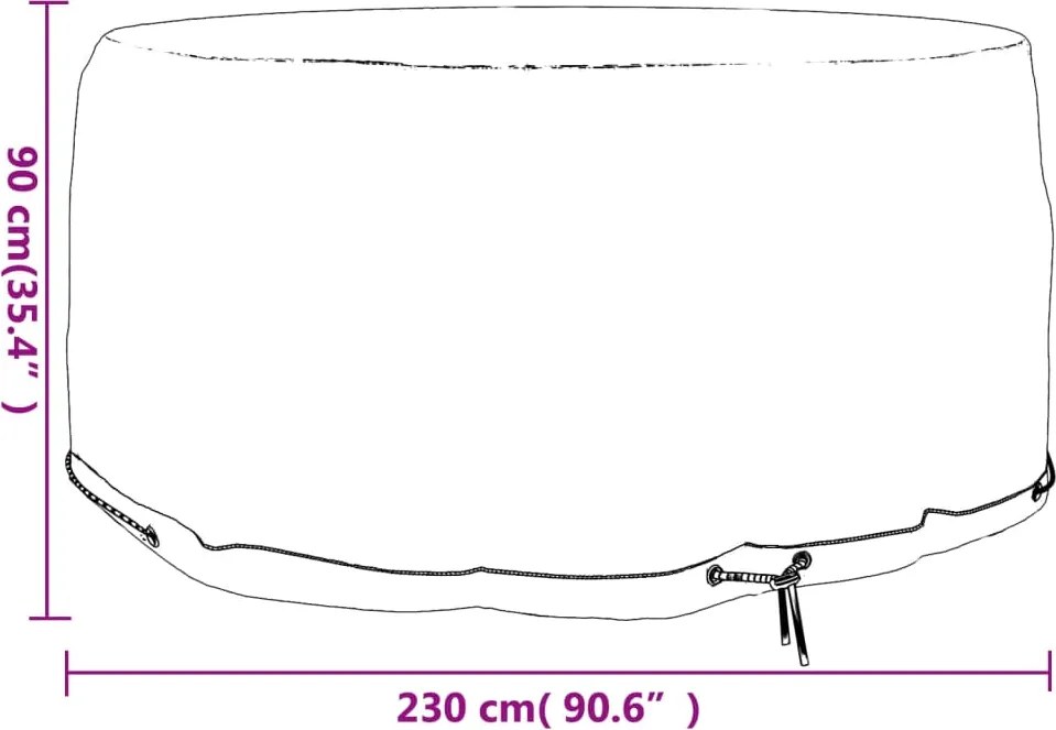 Plachta na zahradní nábytek 10 oček Ø 230 x 90 cm kulatá 319298