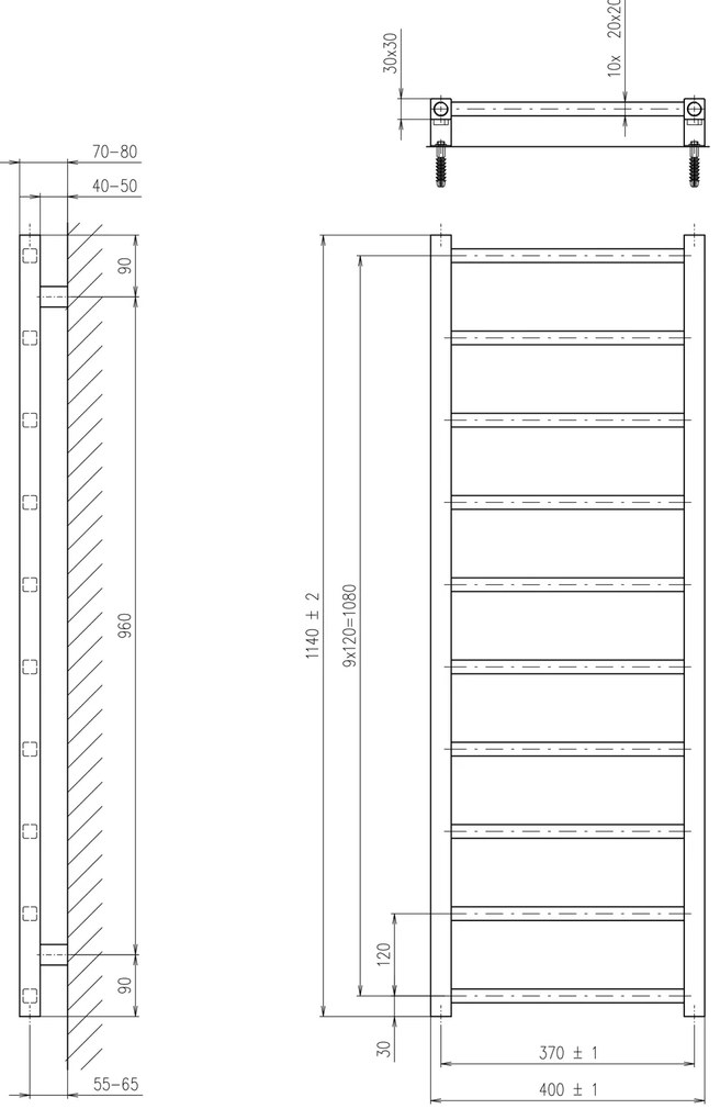 Sapho, MAKRO LIGHT topné těleso 400x1140mm, chrom