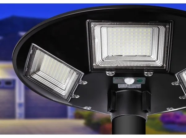 LED Solární pouliční lampa se senzorem LED/22W/6V 6500K IP65 černá + DO