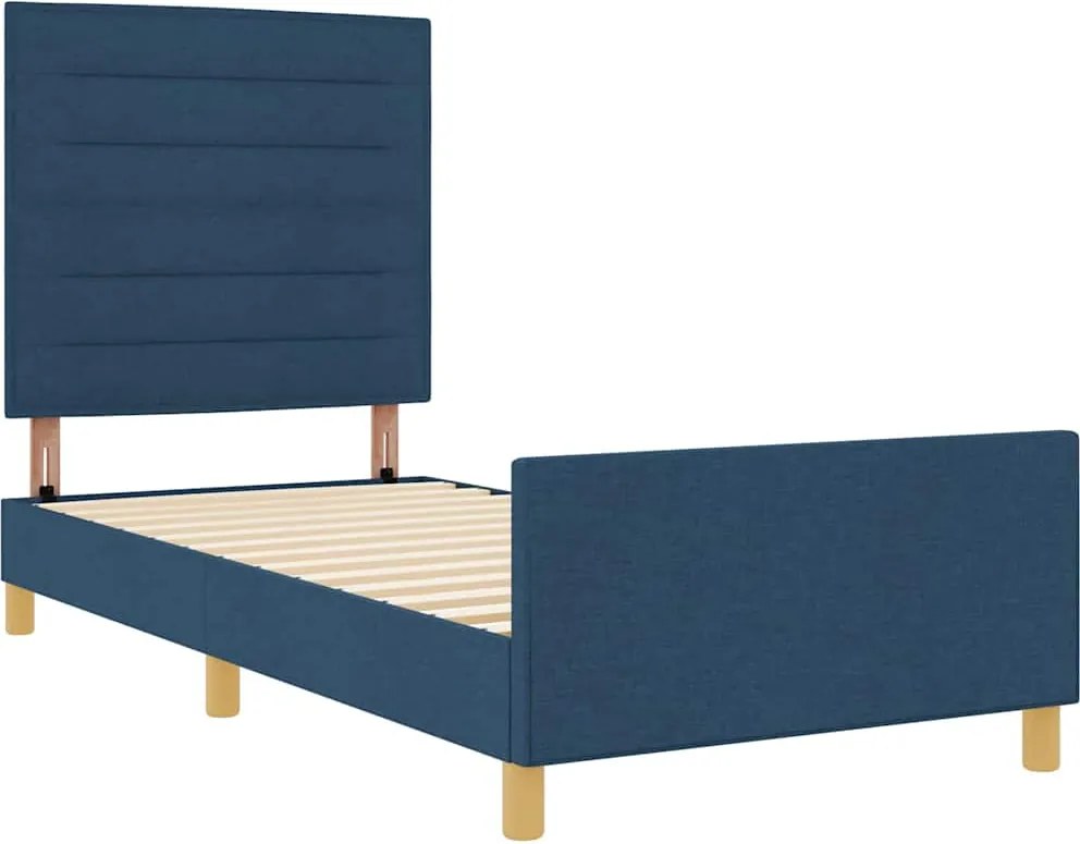 Rám postele s čelo Modrá 90 x 190 cm textil 3344619