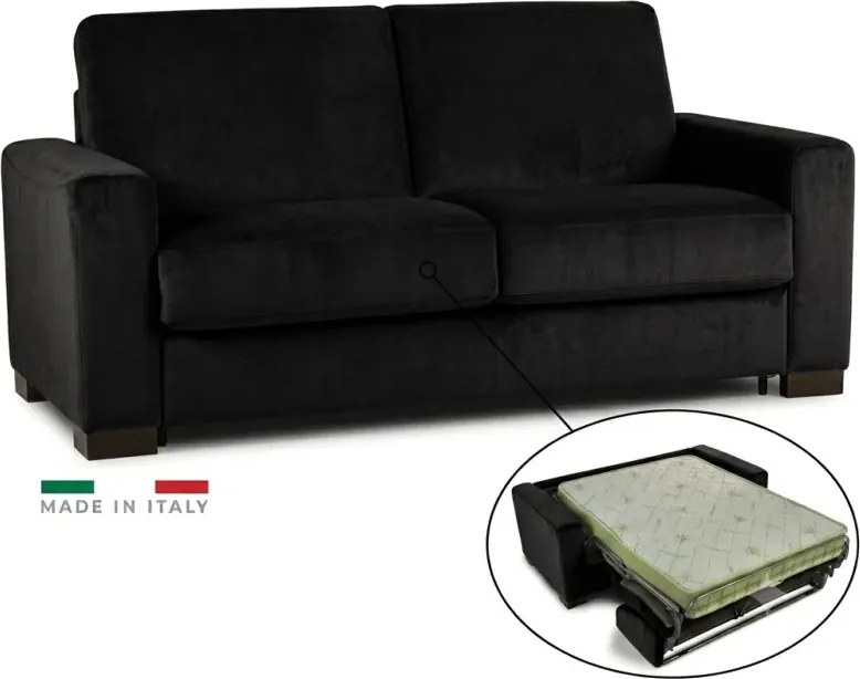 Pohovka JANIRA s rozkladem na každodenní spaní - matrace s Aloe vera, černá (roma - 32 nero)