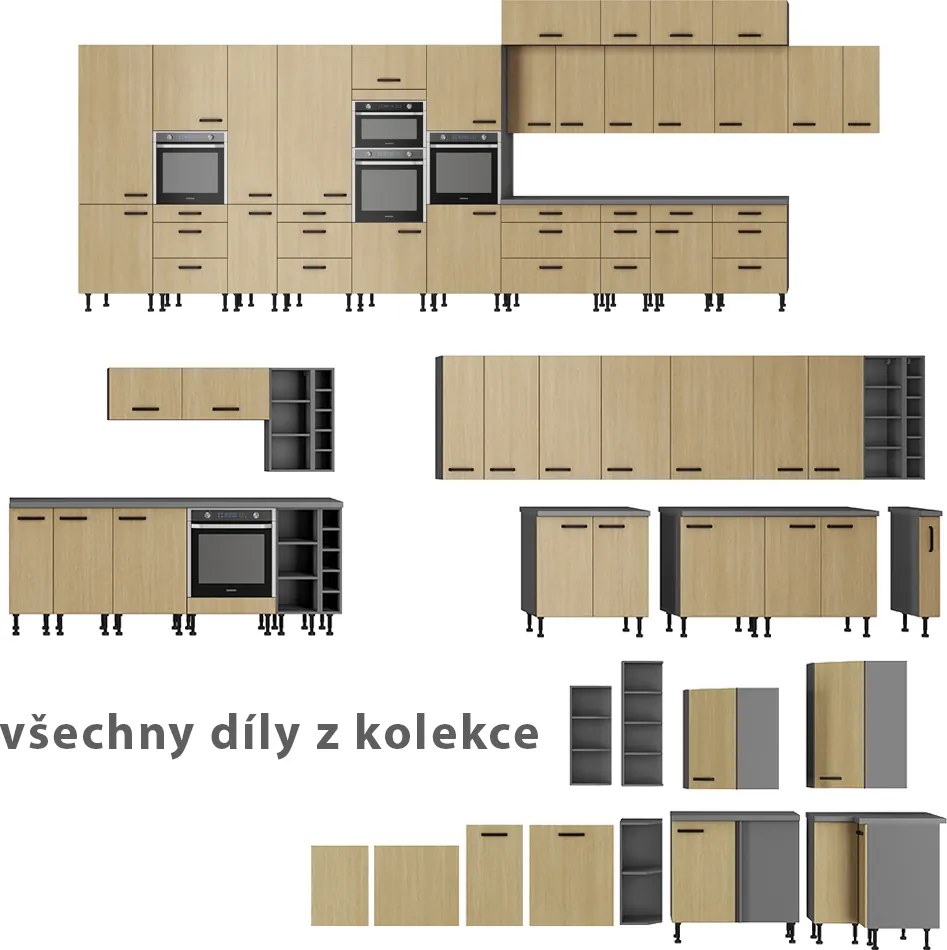 SCANDI se | dolní skříňka 80 ZL 1S dřezová s výsuvem | 80 cm | šedá/rybí kost
