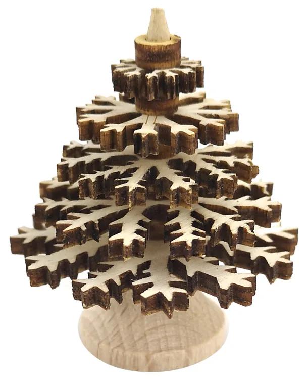 AMADEA Dřevěná dekorace 3D strom přírodní 5 cm