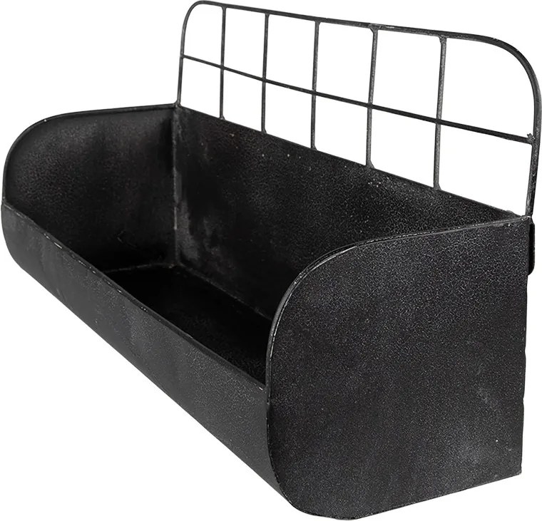 Černá antik nástěnná kovová polička - 38*14*20 cm