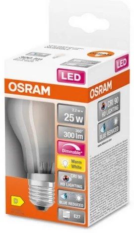 LED žárovka E27 OSRAM CLA 2,2W (25W) teplá bílá (2700K) stmívatelná