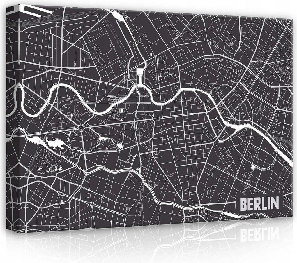 Obraz 70x50 Mapa Berlína plán města minimalismus geometrie linie ulice řeka