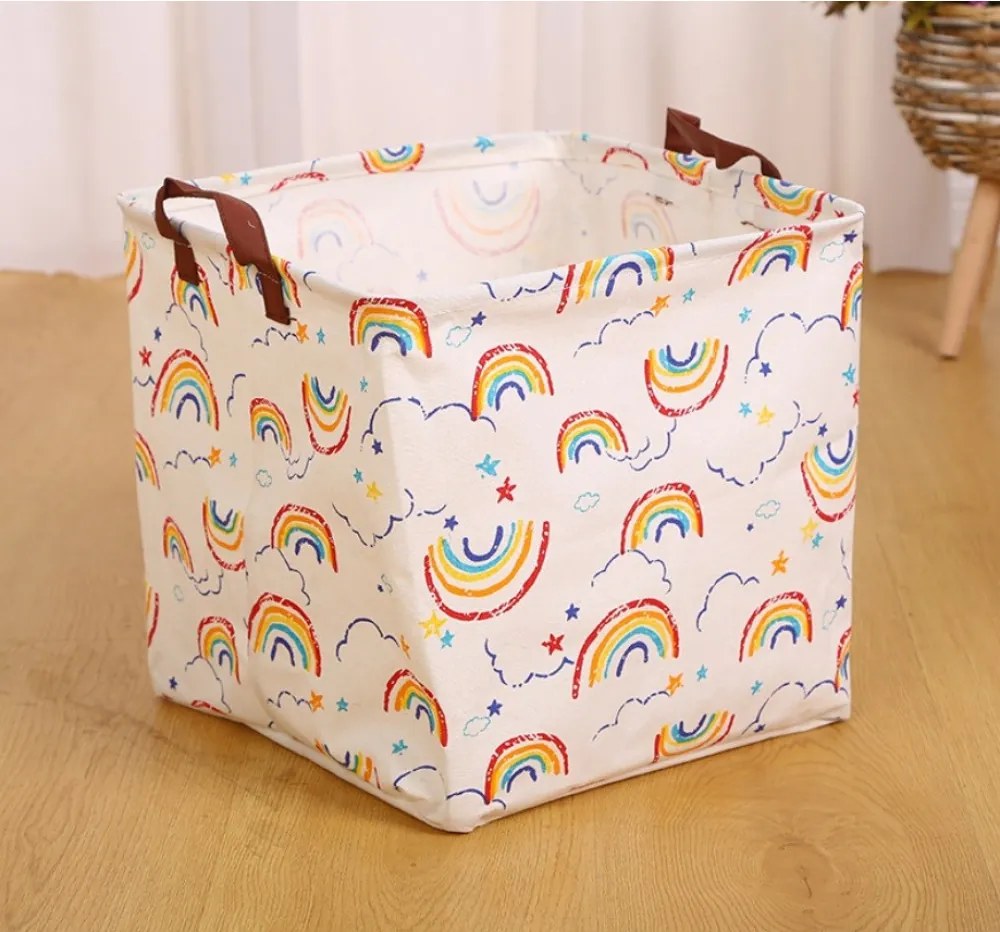 Růžový koš na hračky RAINBOW