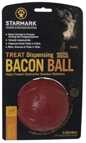 Hračka guma Chew ball Bacon míč Starmark 8cm červený