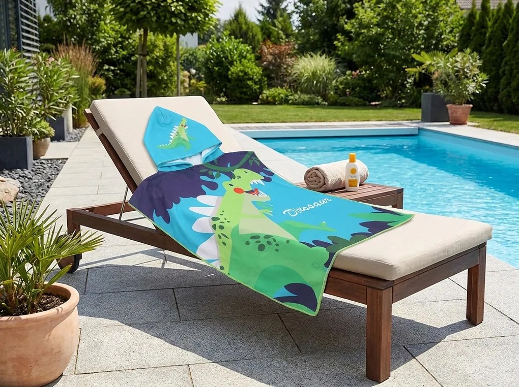 Dětské pončo DINOSAUR barevné Rozměr: 60 x 120 cm