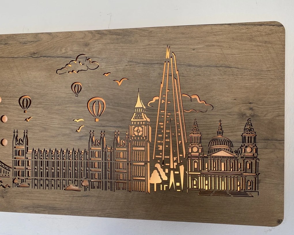 Li-Go "Londýn" světelný obraz  230V  125x40cm provedení povrchu: černá s patinou