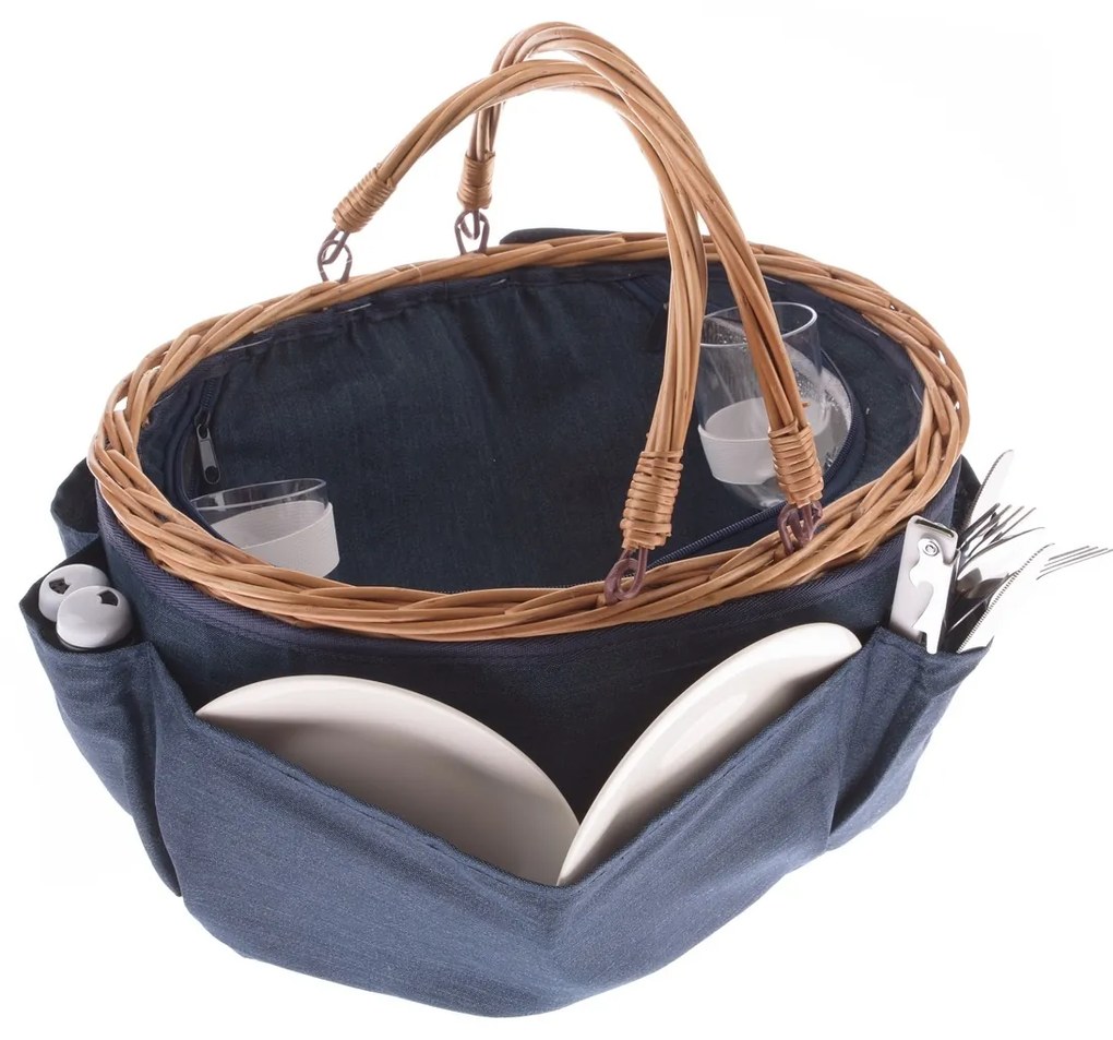 Proutěný piknikový koš pro 2 osoby s termoboxem, 40 x 30 x 21 cm, 2,17 kg