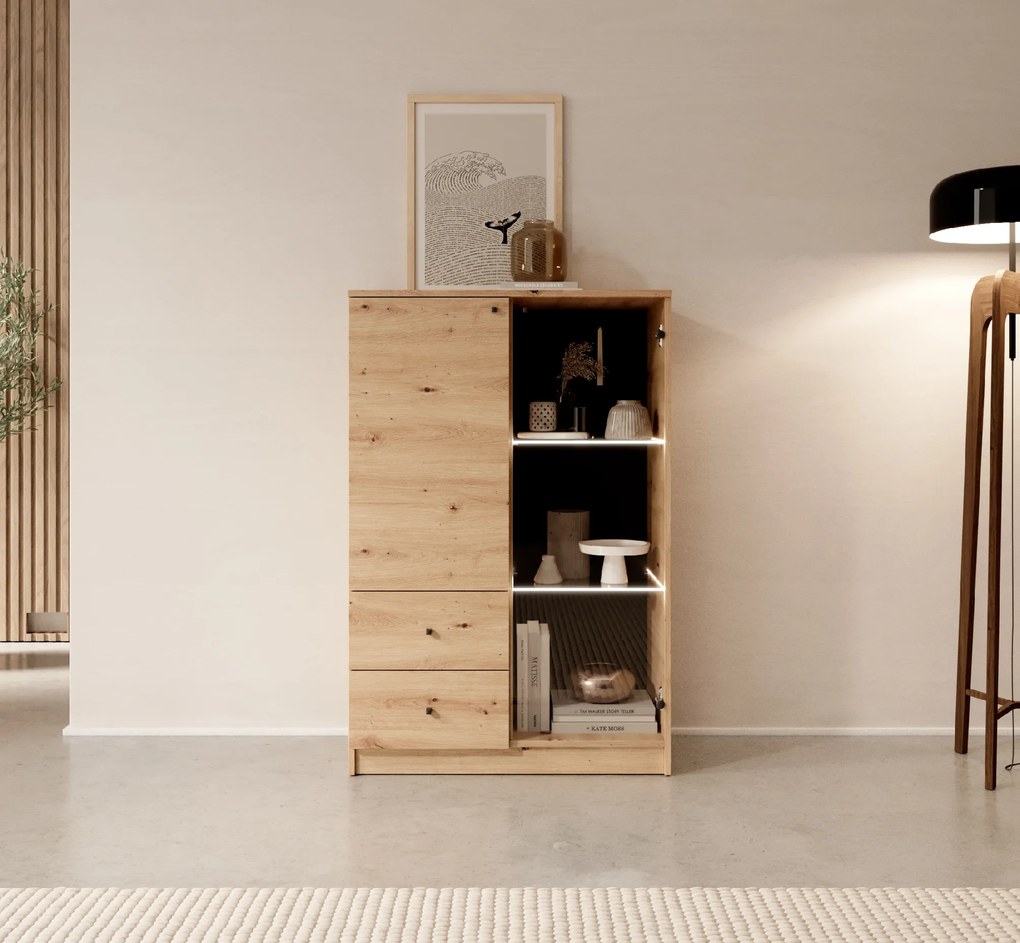 ADRK Furniture Vitrína Evi s LED osvětlením ADRK-SHC-EVI-80-ART-L