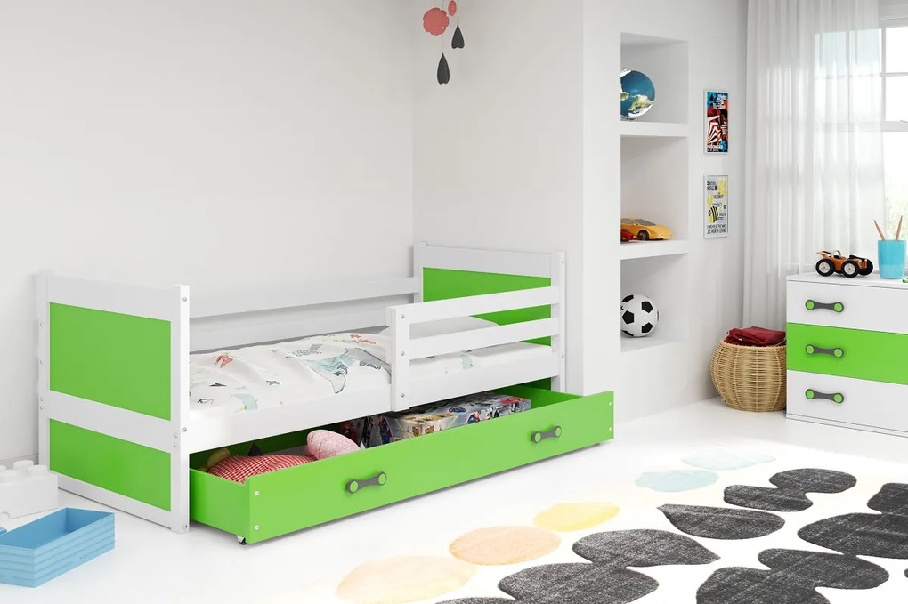 BMS Group Dětská postel s úložným prostorem RICO bílá Velikost postele: 190x80 cm, Barva výplní: Modrá
