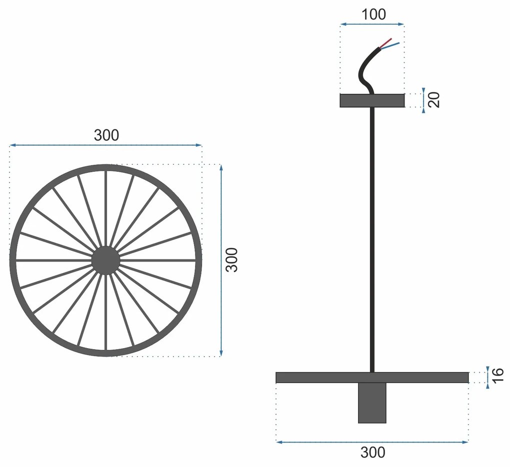 Toolight - Stropní lampa závěsná retro kruhová 1xE27 APP212-1CP, černá, OSW-08001