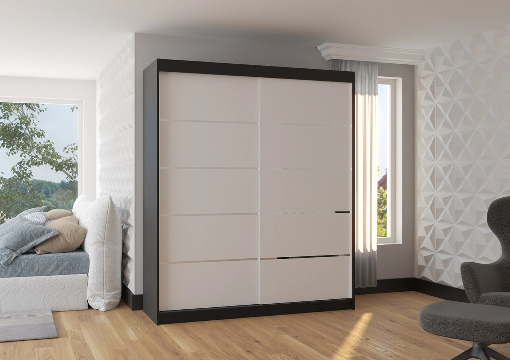 ADRK Furniture Posuvná skříň SPECTRA 180 SW-SPE-B+W-180+A302
