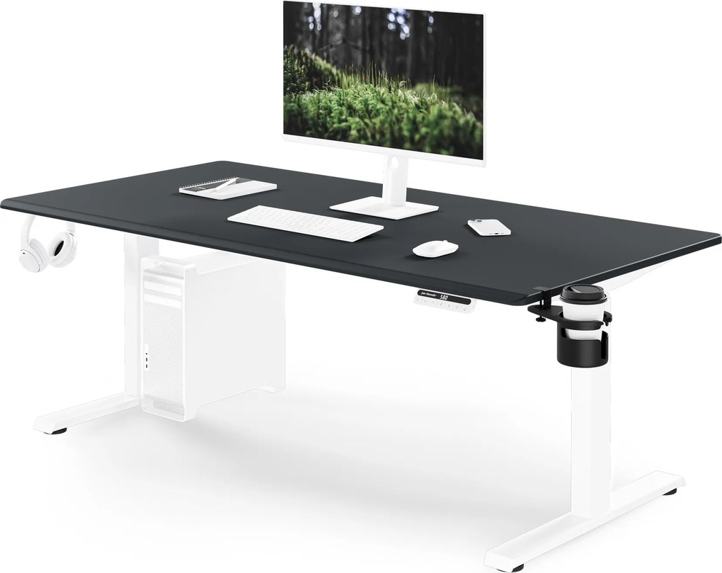 Elektrický stůl s nastavitelnou výškou ergonomický bílo-antracitový,1600x800 mm: ARIA