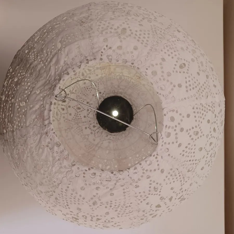 LED lampion solární bílý venkovní 30 cm, teple bílá, látkový papír