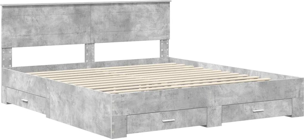 Rám postele s čelo Betonově šedá 200 x 200 cm Kompozitní dřevo 3408225
