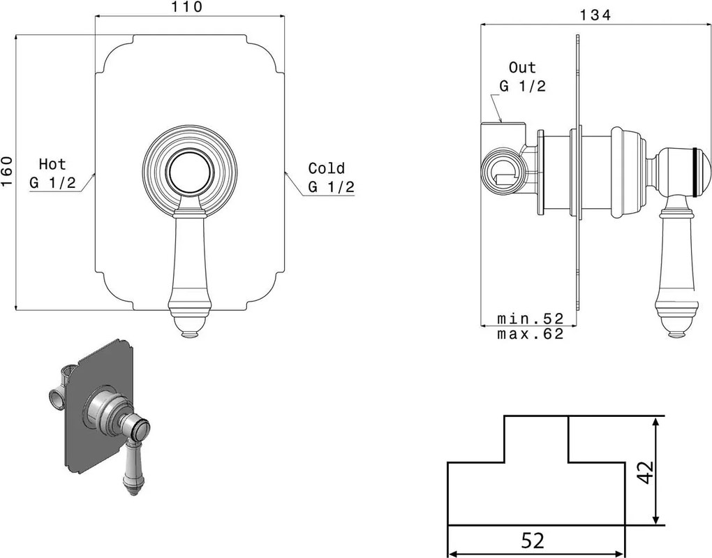 Sapho Vienna VO041 sprchová podomítková baterie chrom 1 výstup