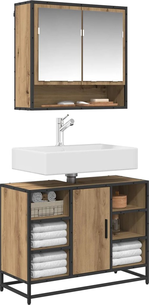 Sada koupelnového nábytku 2 ks Artisanový dub 80 x 33 x 60 cm 3402528