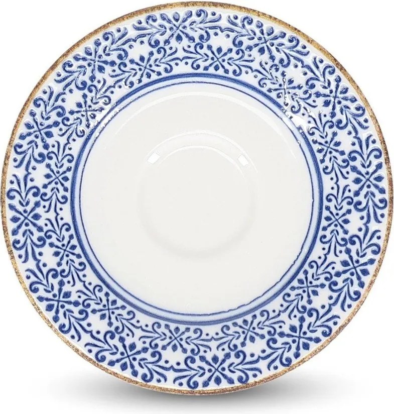 Bílý/modrý porcelánový podšálek ø 14 cm Azul – BonBistro