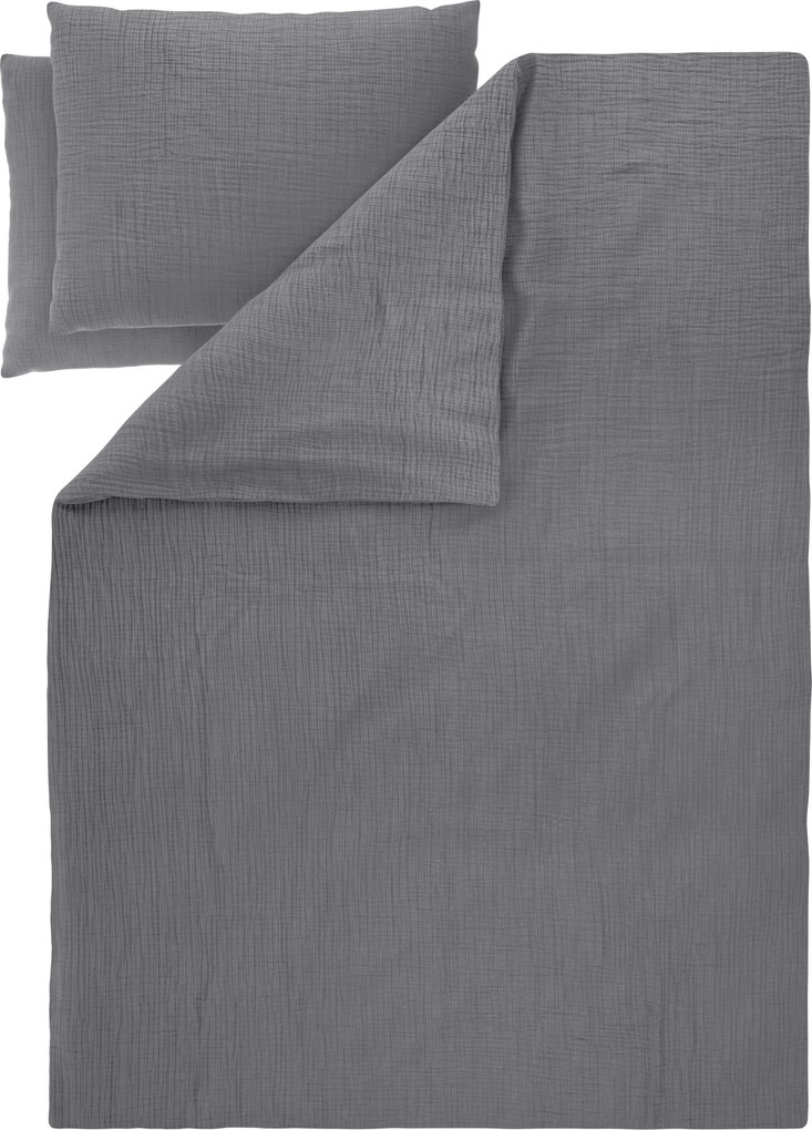 Livarno® Mušelínové ložní povlečení, 200 x 220 cm, 70 x 90 cm (tmavě šedá)