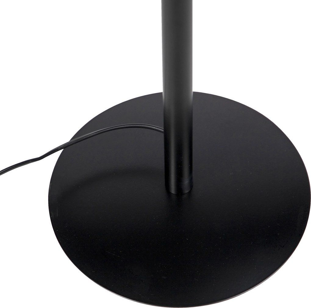 Stojací lampa černá s lněným stínítkem tmavě šedá 45 cm - Simplo