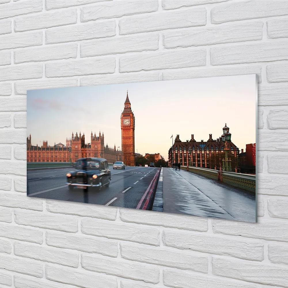 akrylový obraz Sky městské auta ulice 100x50 cm