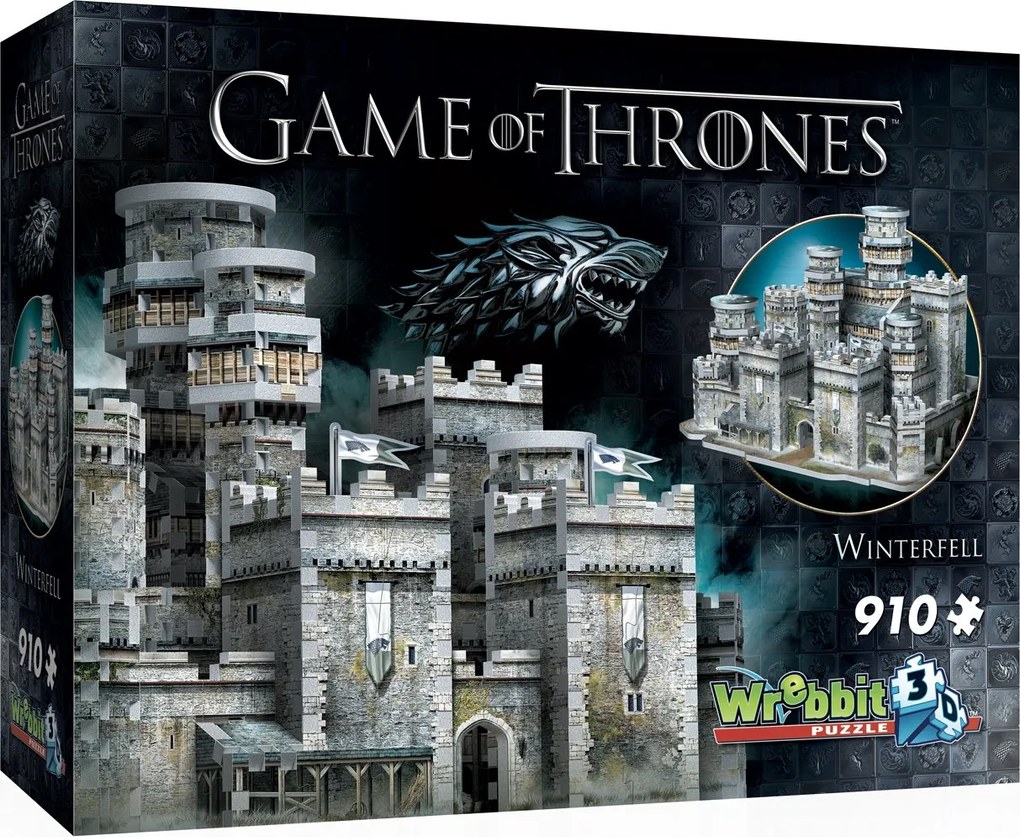 Wrebbit 3d puzzle hra o trůny: winterfell 910 dílků