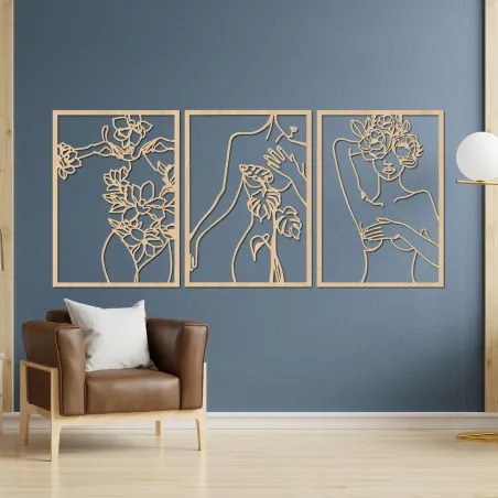Třídílná nástěnná dekorace ženy – Moderní art umění | SENTOP HDF0480