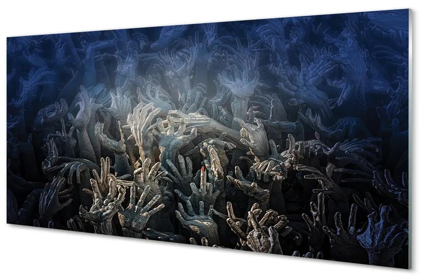 akrylový obraz Hands modré světlo 140x70 cm