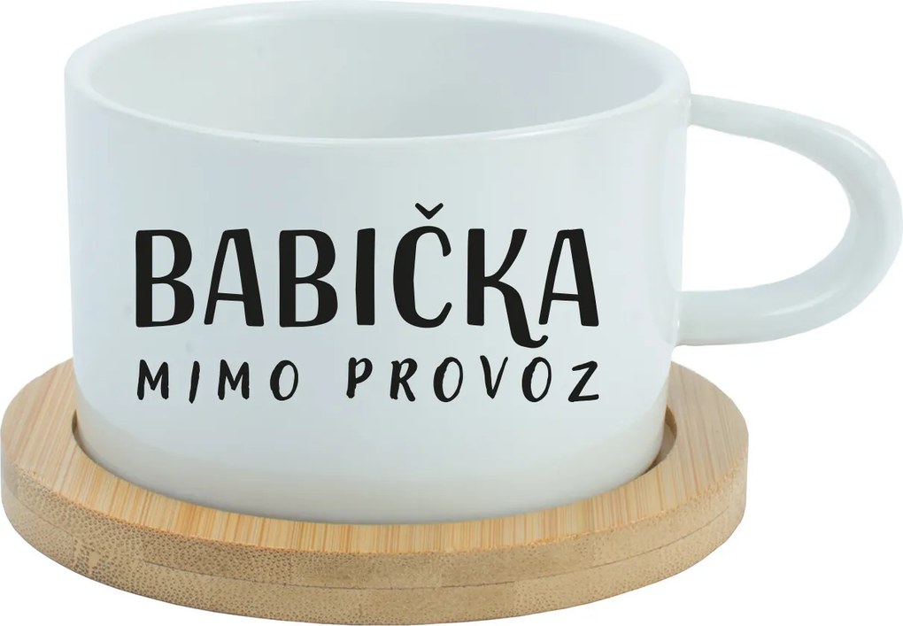 BABIČKA MIMO PROVOZ - bílý hrníček makronka 200 ml
