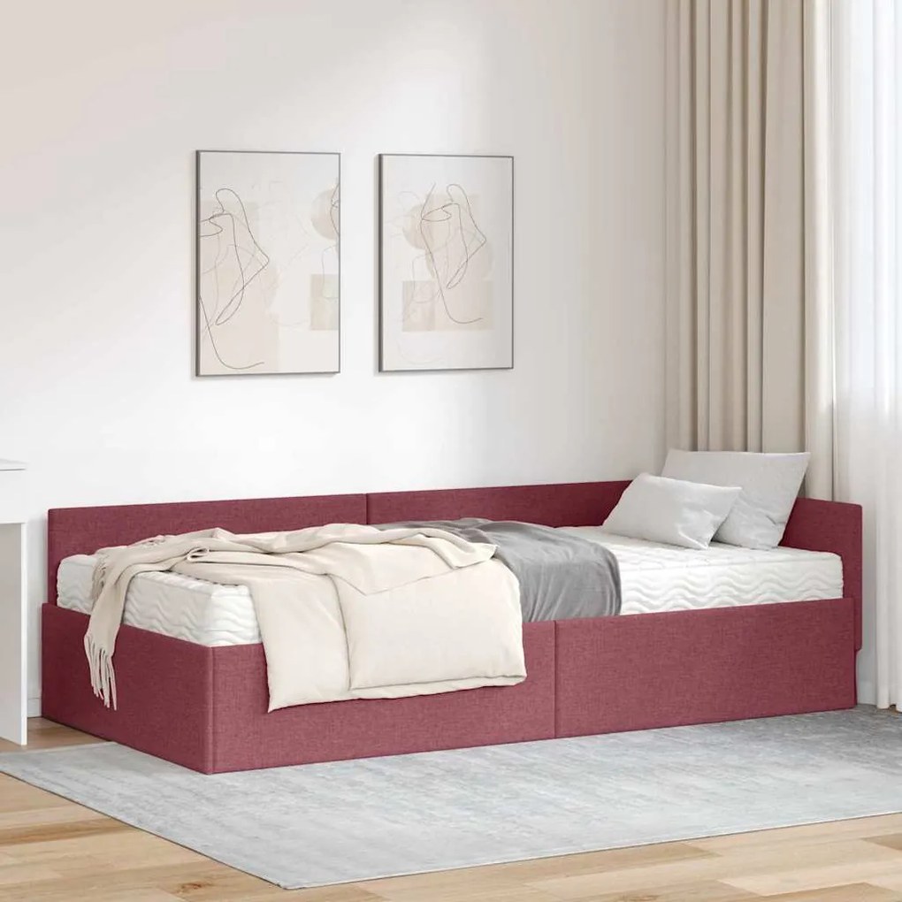 Rohový rám postele s matrací Jiný s čelo 2 ks Šedá textil 3393600