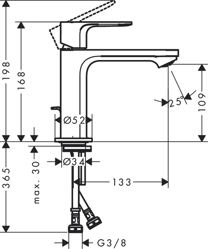 Hansgrohe Rebris E, umyvadlová baterie 110 s odtokovou soupravou s táhlem, CoolStart, chromová, 72559000