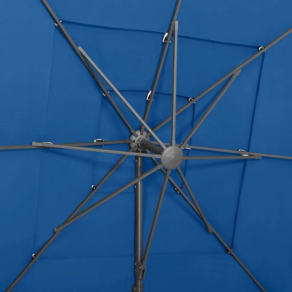 4stupňový zahradní slunečník hliníková tyč azurový 250 x 250 cm 313827