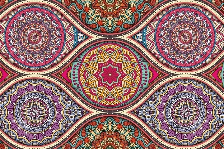 Vnější rohožka s barevným vzorem Mandala 100x150