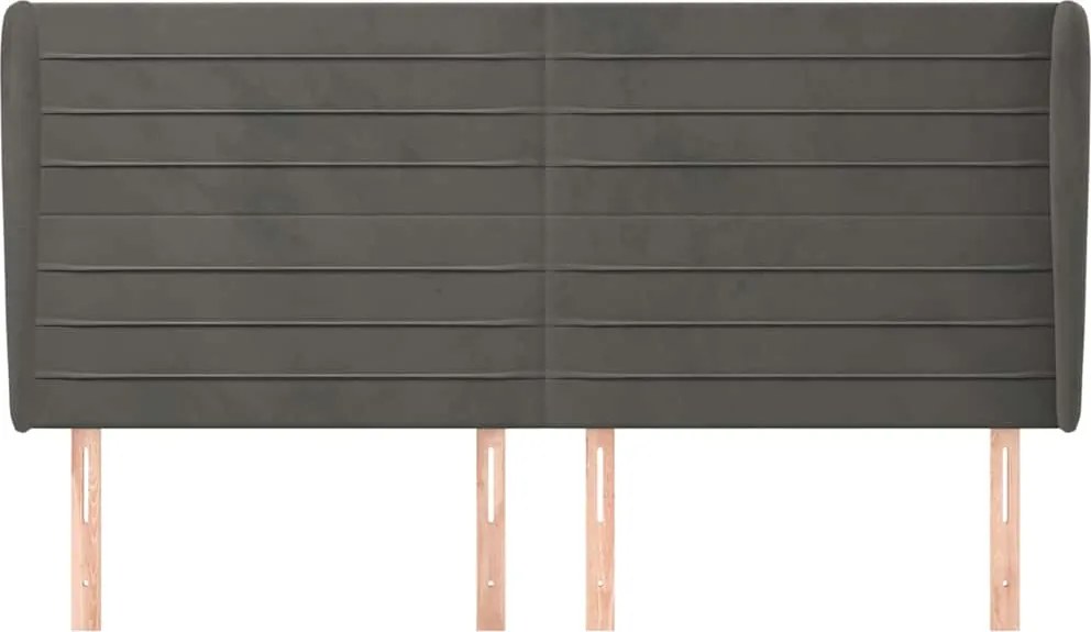 Čelo postele typu ušák tmavě šedé 203x23x118/128 cm samet 3118163