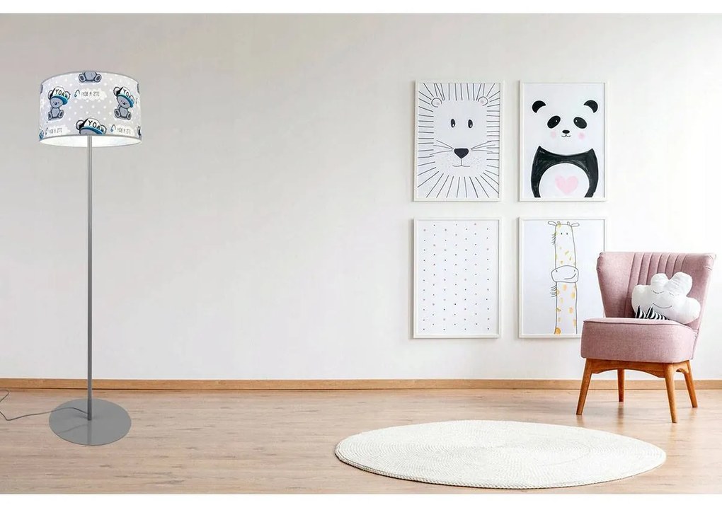 Dětská stojací lampa Cone, 1x textilní stínítko se vzorem, (výběr ze 2 barev konstrukce), o