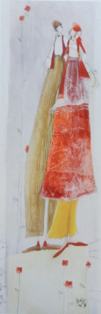 ART-STYLE Obrázek 20x60, dvě postavy II., rám sv. dub - červotoč