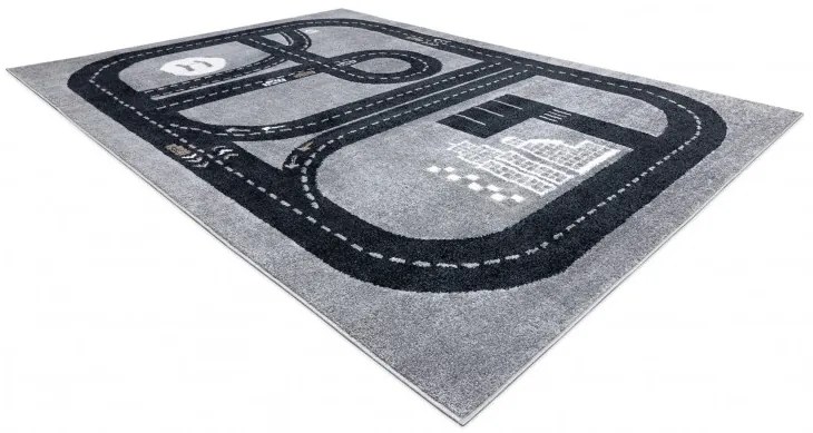 Dywany Łuszczów, Dětský kusový koberec Fun Track grey, 140x190, šedá, dětský pokoj